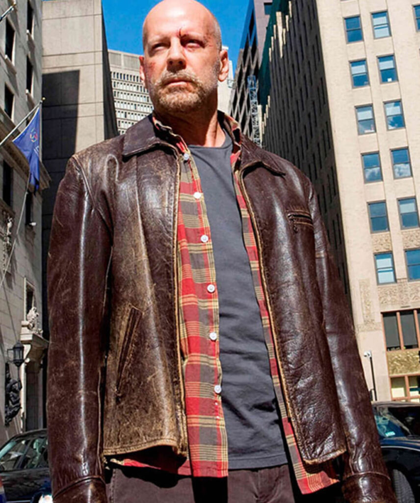 Bruce Willis Surrogates 2009 Tom Greer Brown Distressed Jacket