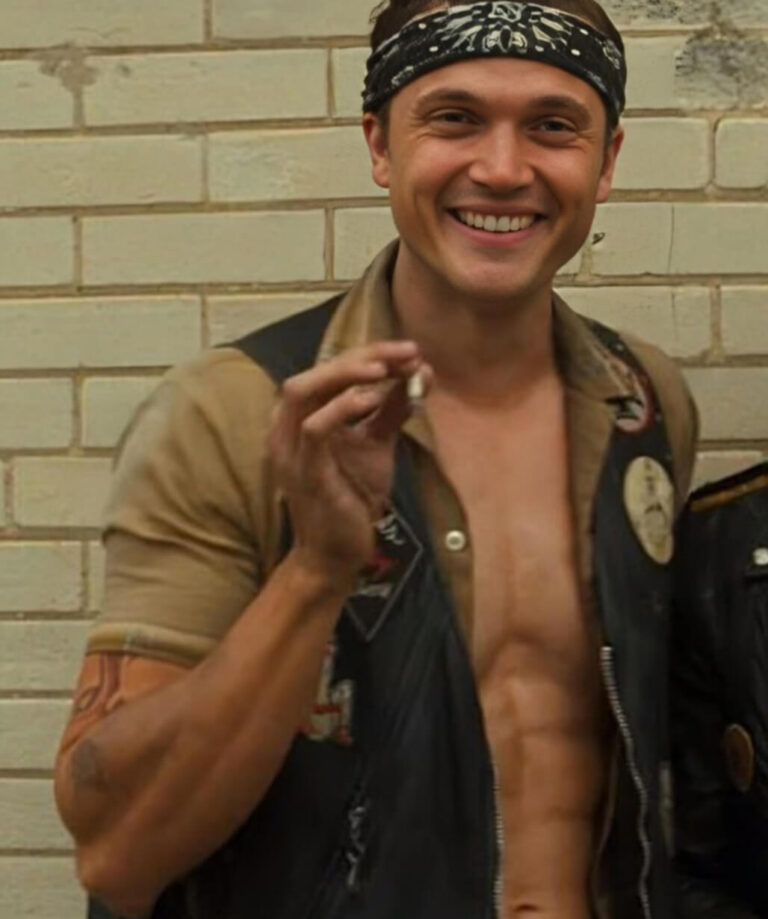 Karl Glusman The Bikeriders 2023 Black Vest