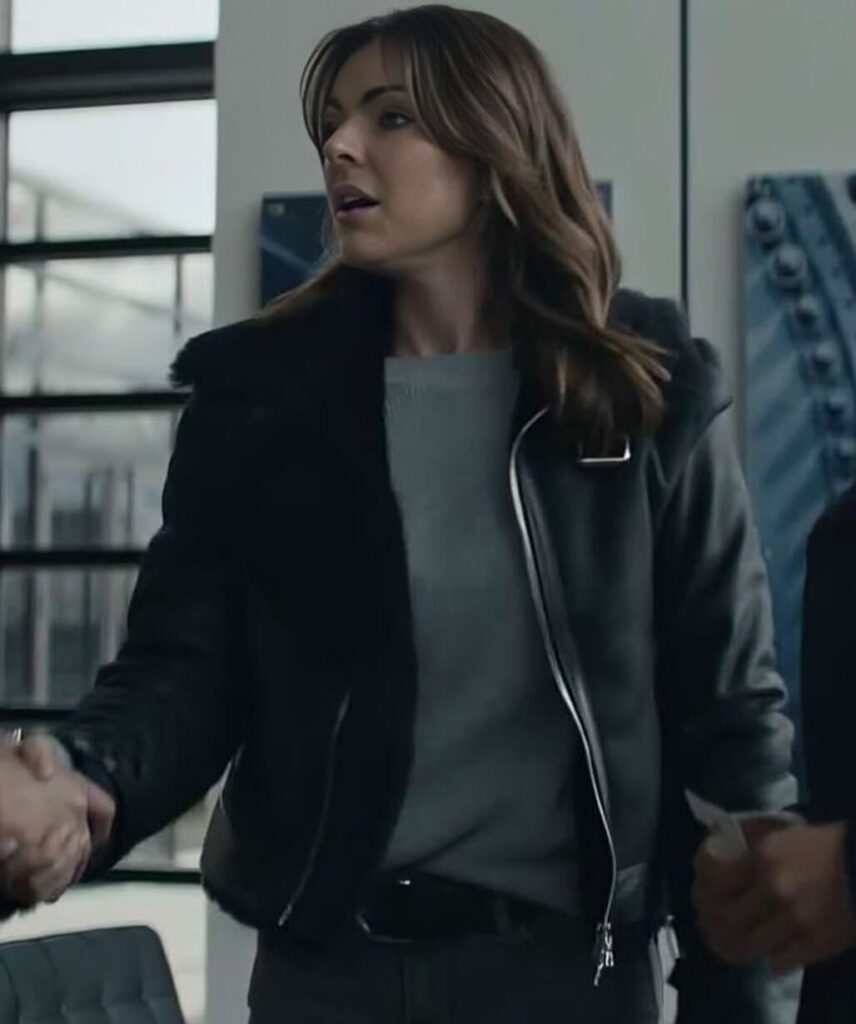 Reacher S2 Karla Dixon Black Shearling Jacket