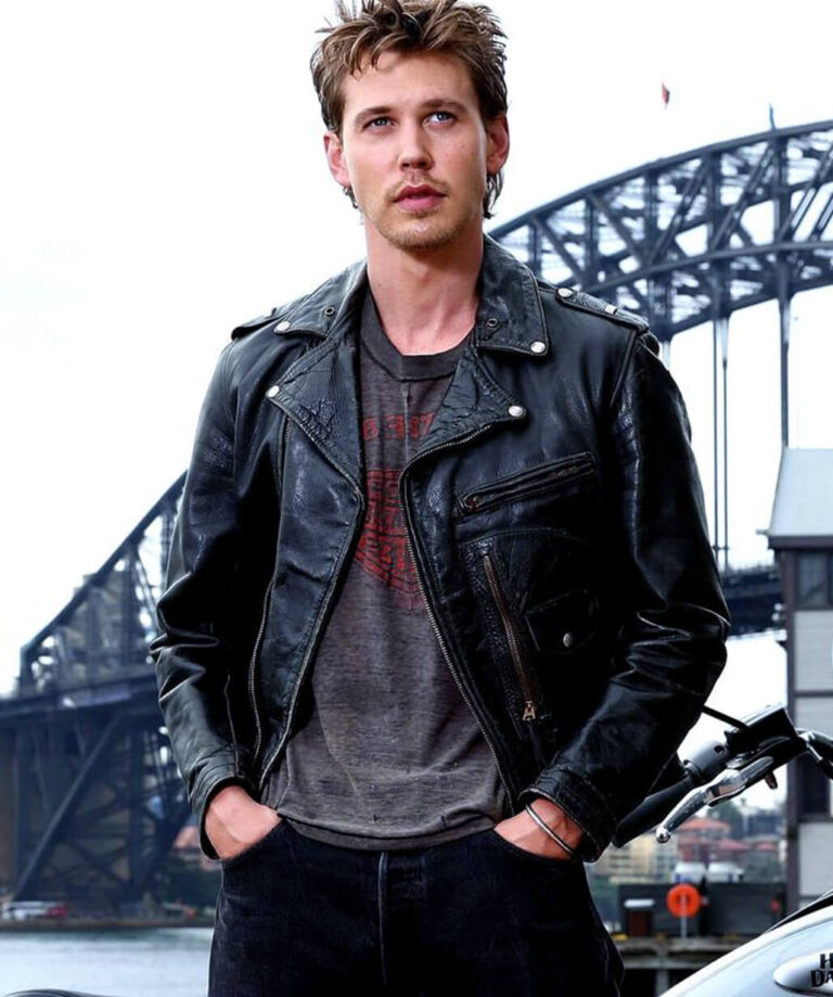 The Bikeriders 2023 Austin Butler Black Biker Leather Jacket