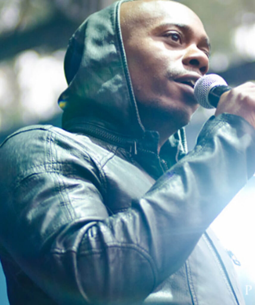 Dave Chappelle Hooded Black Leather Jacket
