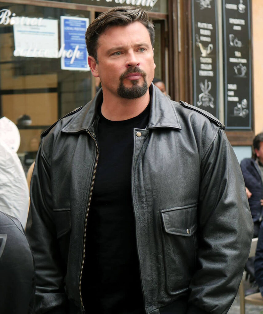 Mafia Wars 2024 Tom Welling Black Leather Jacket