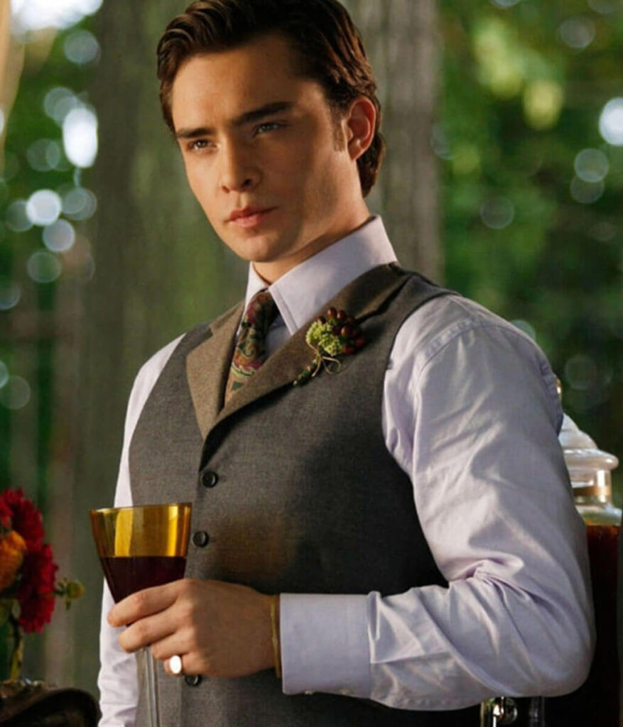 Ed Westwick Gossip Girl Chuck Bass Grey Vest