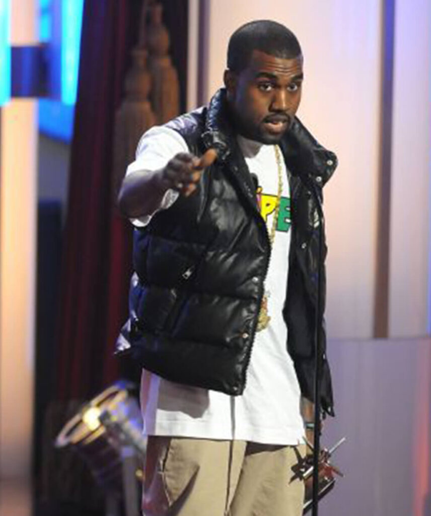 American Rapper Kanye West Black Puffer Vest