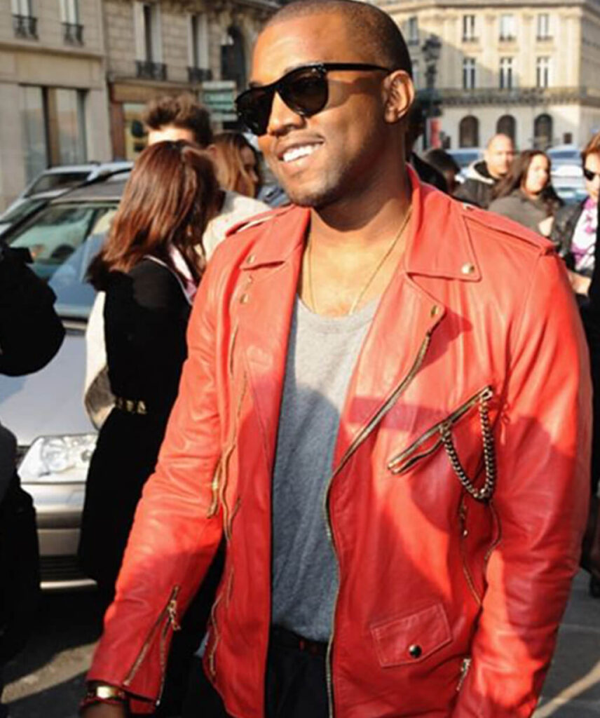 Yeezy Kanye West Red Biker Leather Jacket