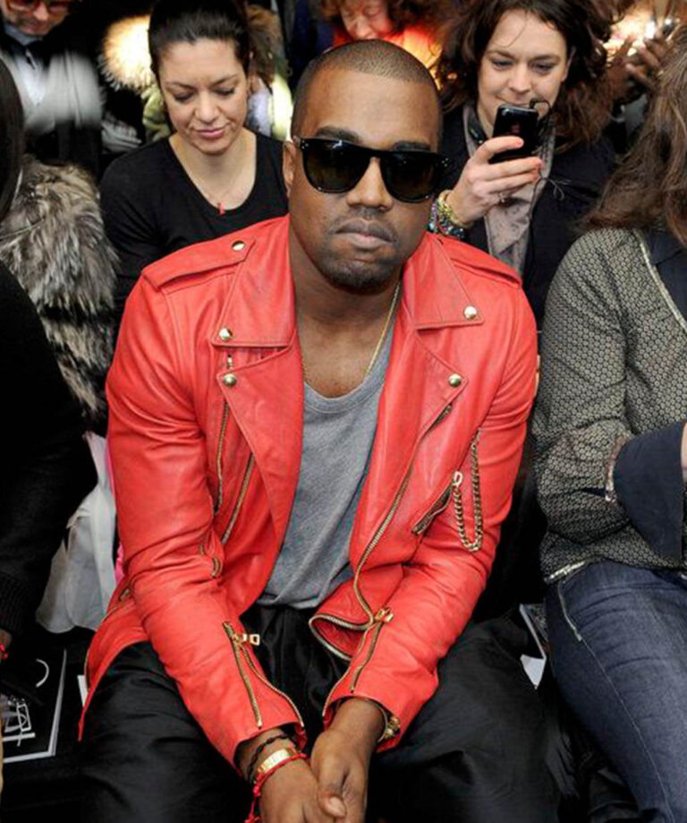 Yeezy Kanye West Red Biker Leather Jacket