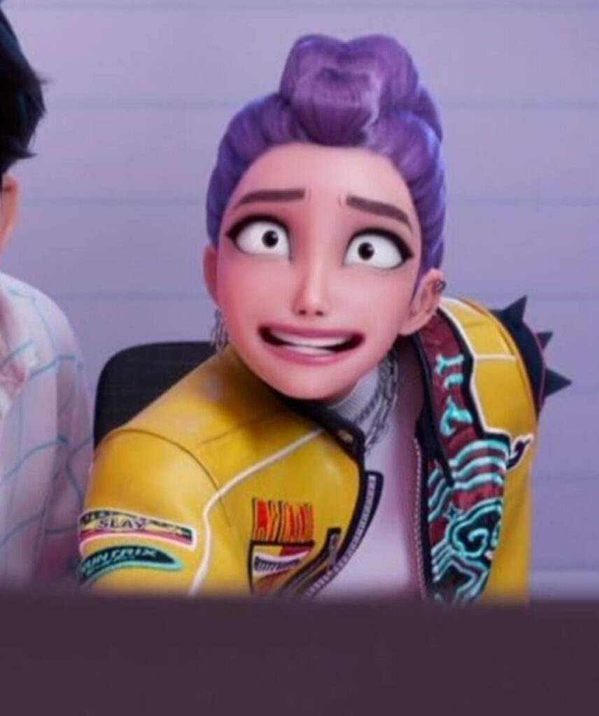 Arden Cho Rumi KPop Demon Hunters 2025 Yellow Leather Jacket