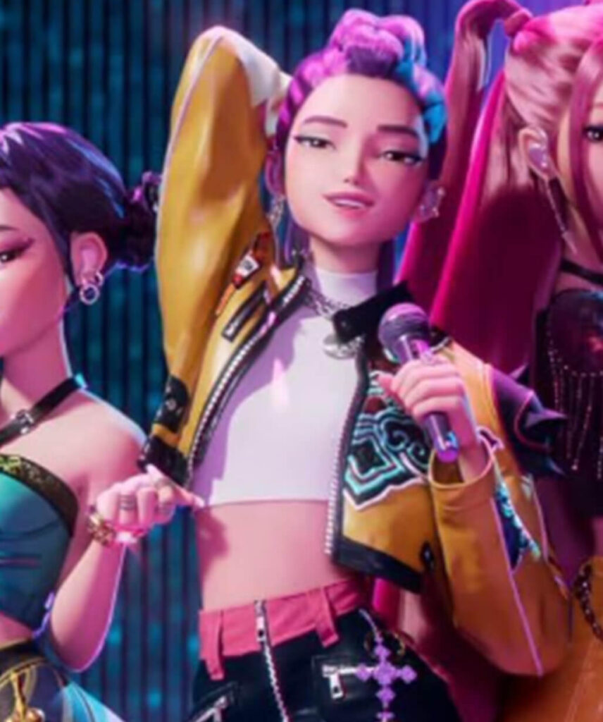 Arden Cho Rumi KPop Demon Hunters 2025 Yellow Leather Jacket