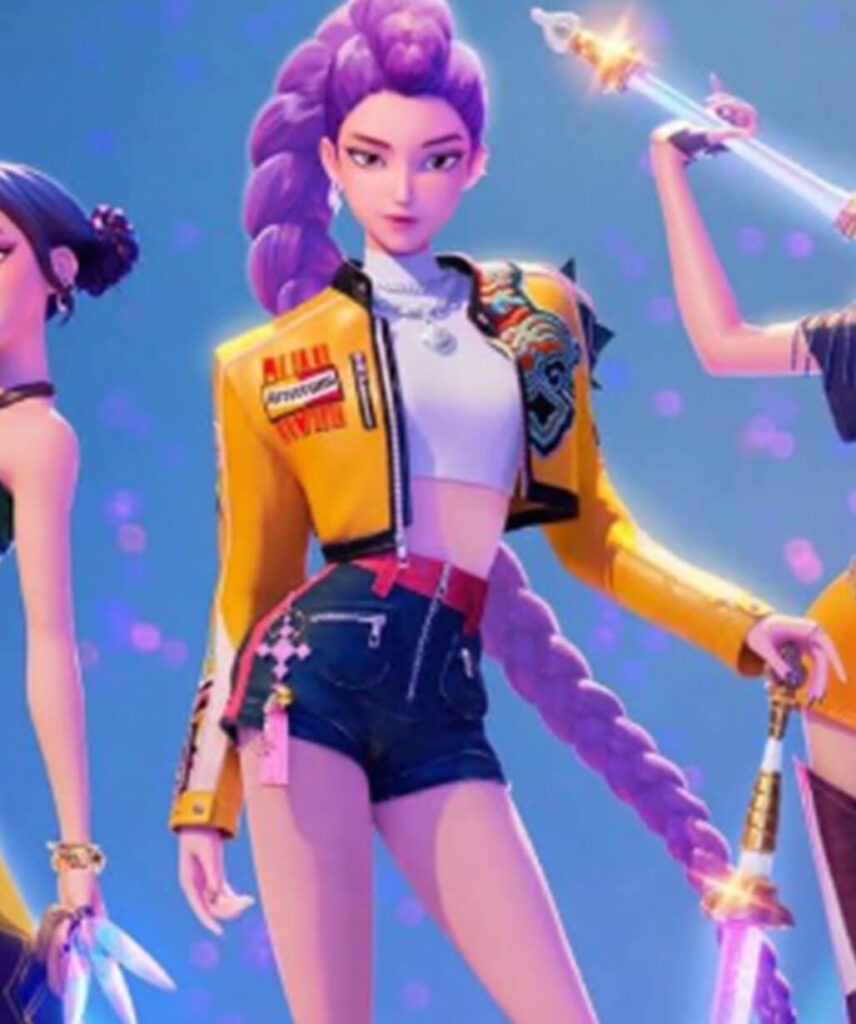 Arden Cho Rumi KPop Demon Hunters 2025 Yellow Leather Jacket