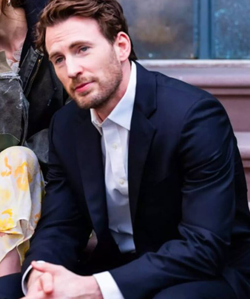 Chris Evans Materialists 2025 John Finch Black Blazer