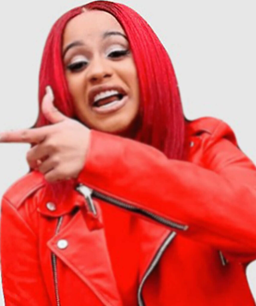 Cardi B Red Barz 2017 Red Biker Leather Jacket