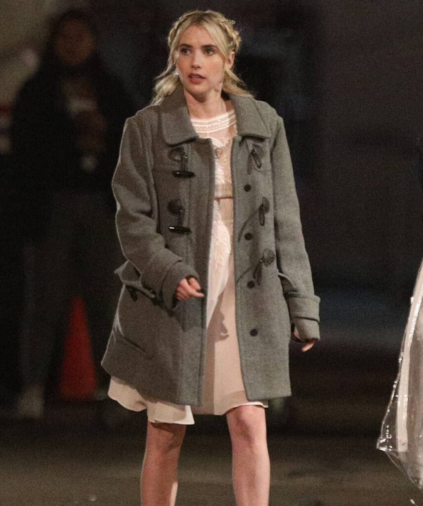 Emma Roberts About Fate 2022 Grey Coat
