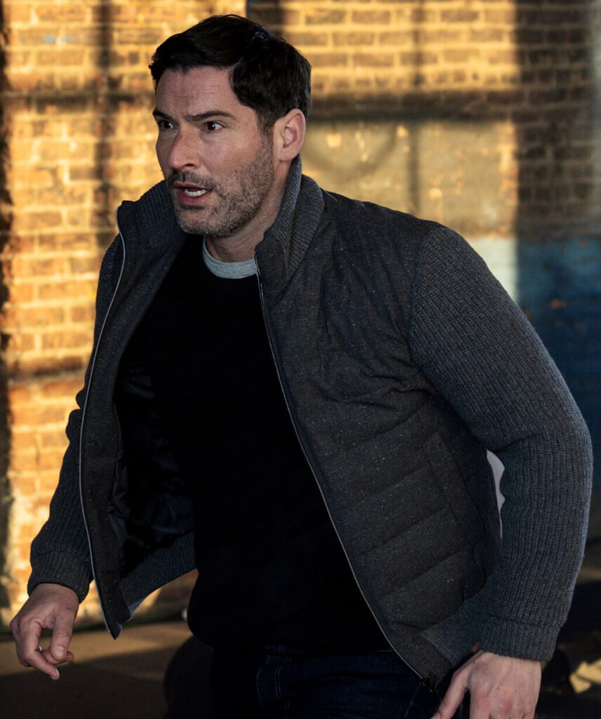 Tom Ellis CIA 2026 Grey Padded Jacket